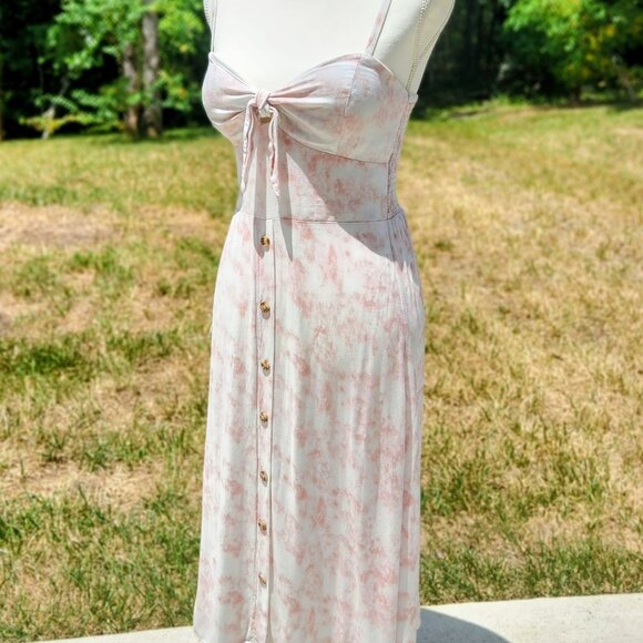 AUW | Dresses | Auw Boho Romantic Pink And White Watercolor Sundress ...
